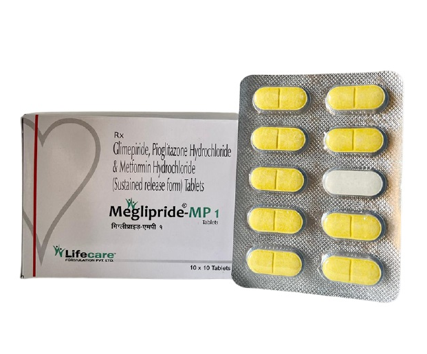 Indias Best ePharmacy: Meglipride MP 1mg/500mg/15mg Tablet
